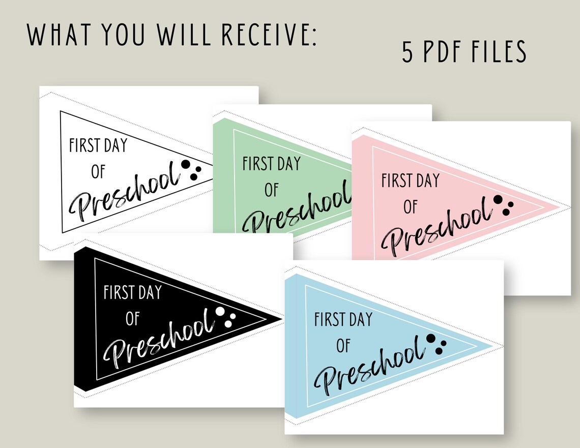 Printable First and Last Day of School Pennant Flag, Back to School ...