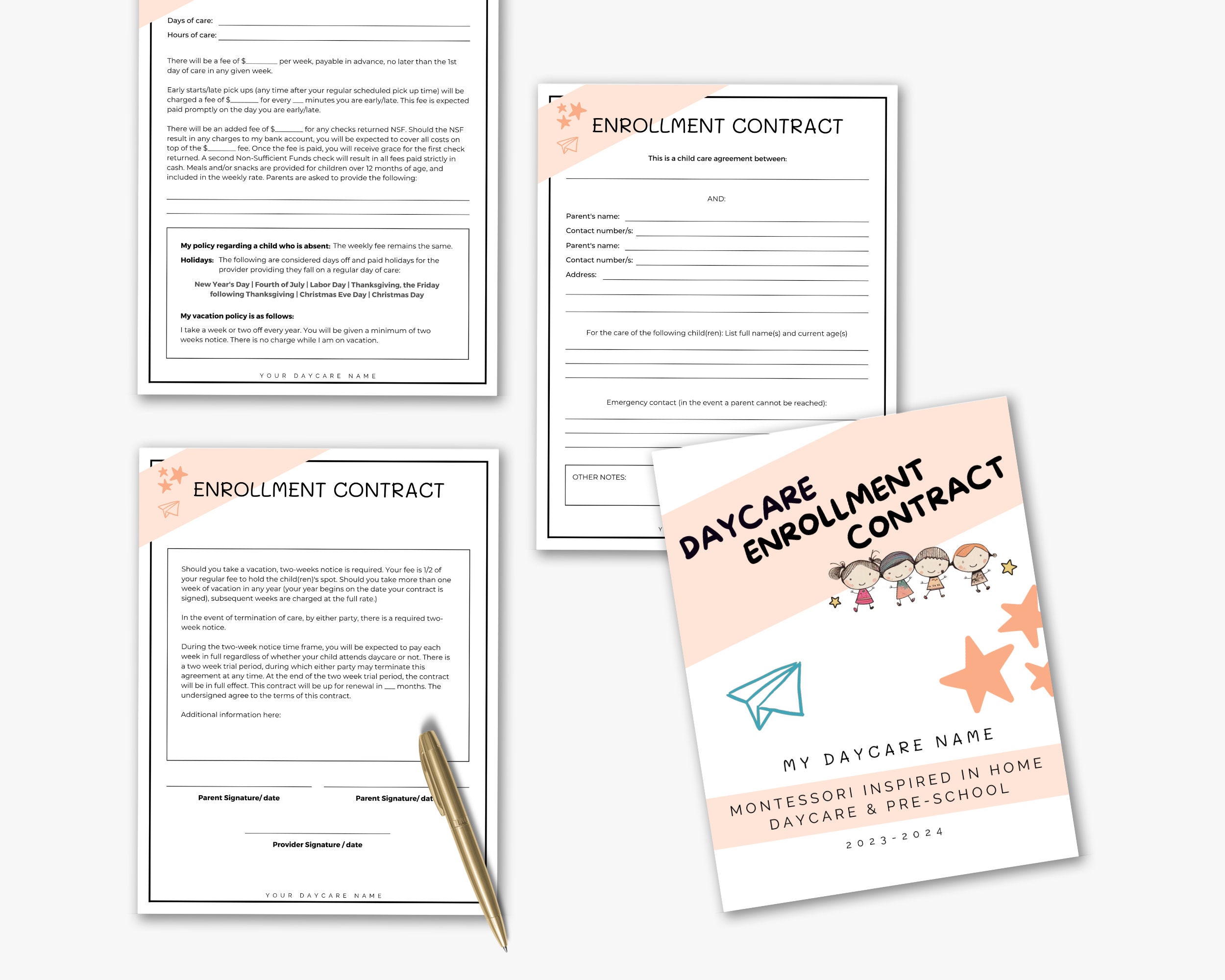 Editable Daycare Contract, Daycare Forms, in Home Daycare, Childcare ...