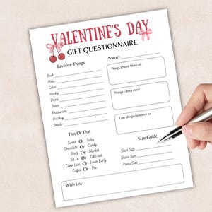 Editable Valentine's Day Gift Exchange Questionnaire, Printable ...