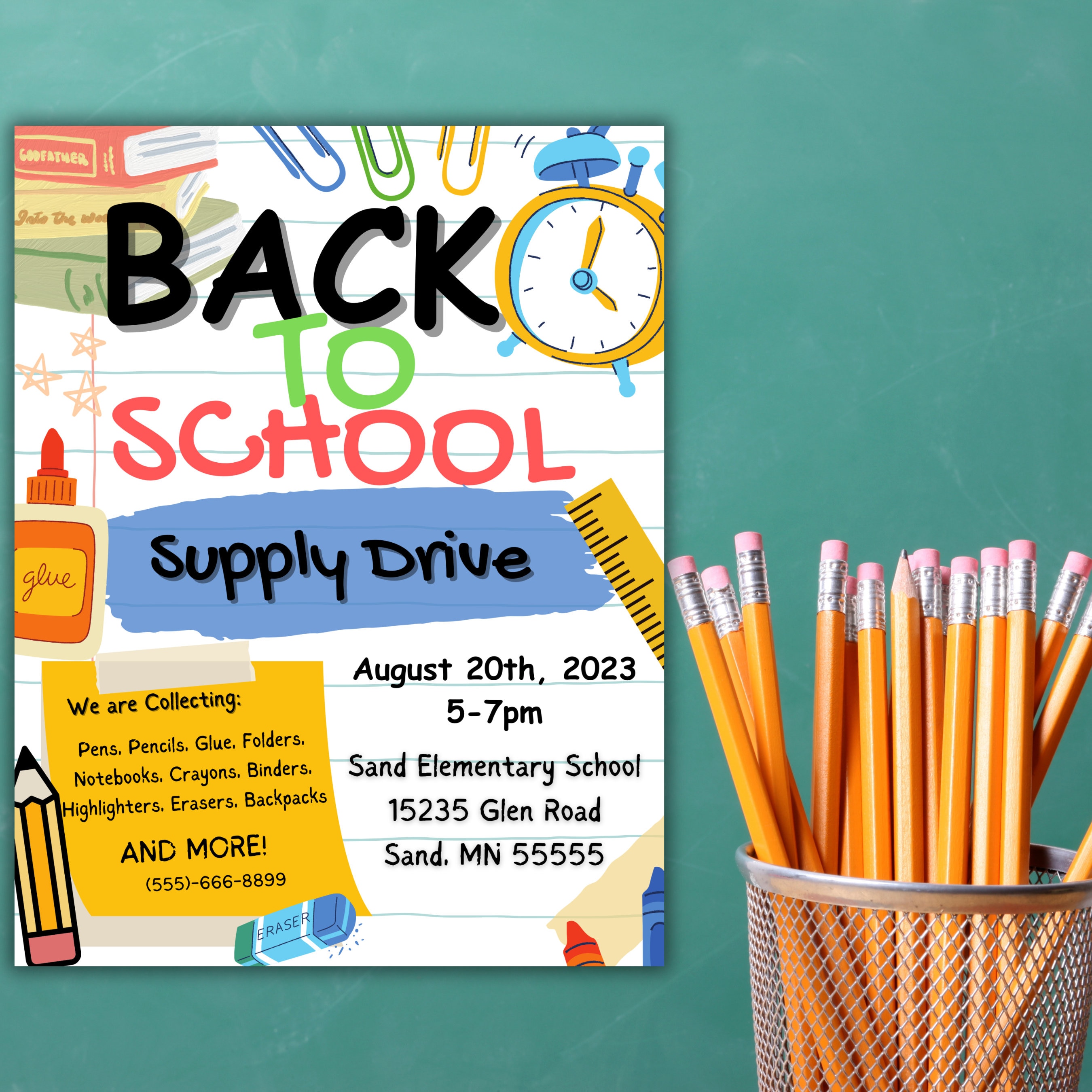 Back to School Supply Drive Flyer, Editable Canva Template - Etsy