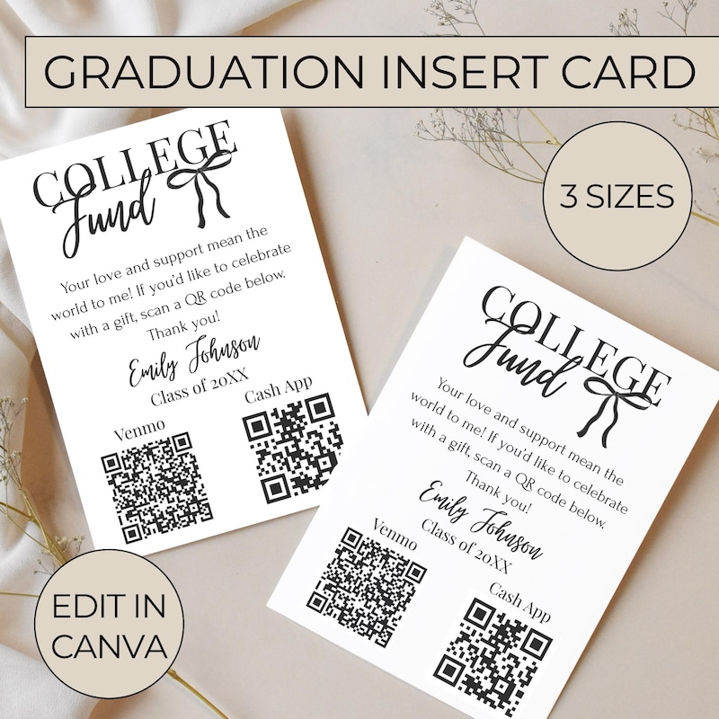 Graduation Venmo Insert - Etsy
