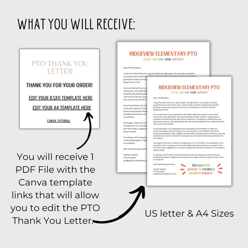 Editable PTO Thank You Letter, PTA Welcome Letter - Etsy