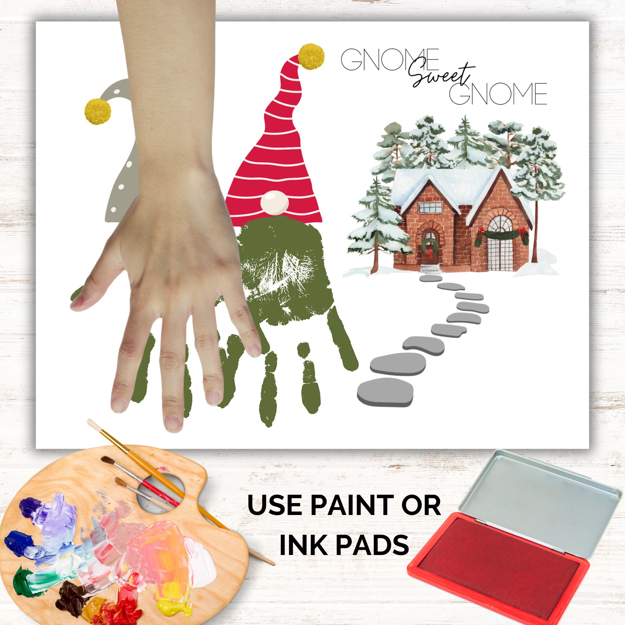 Christmas Handprint Art, Gnome Sweet Gnome Handprint Craft, Kids ...