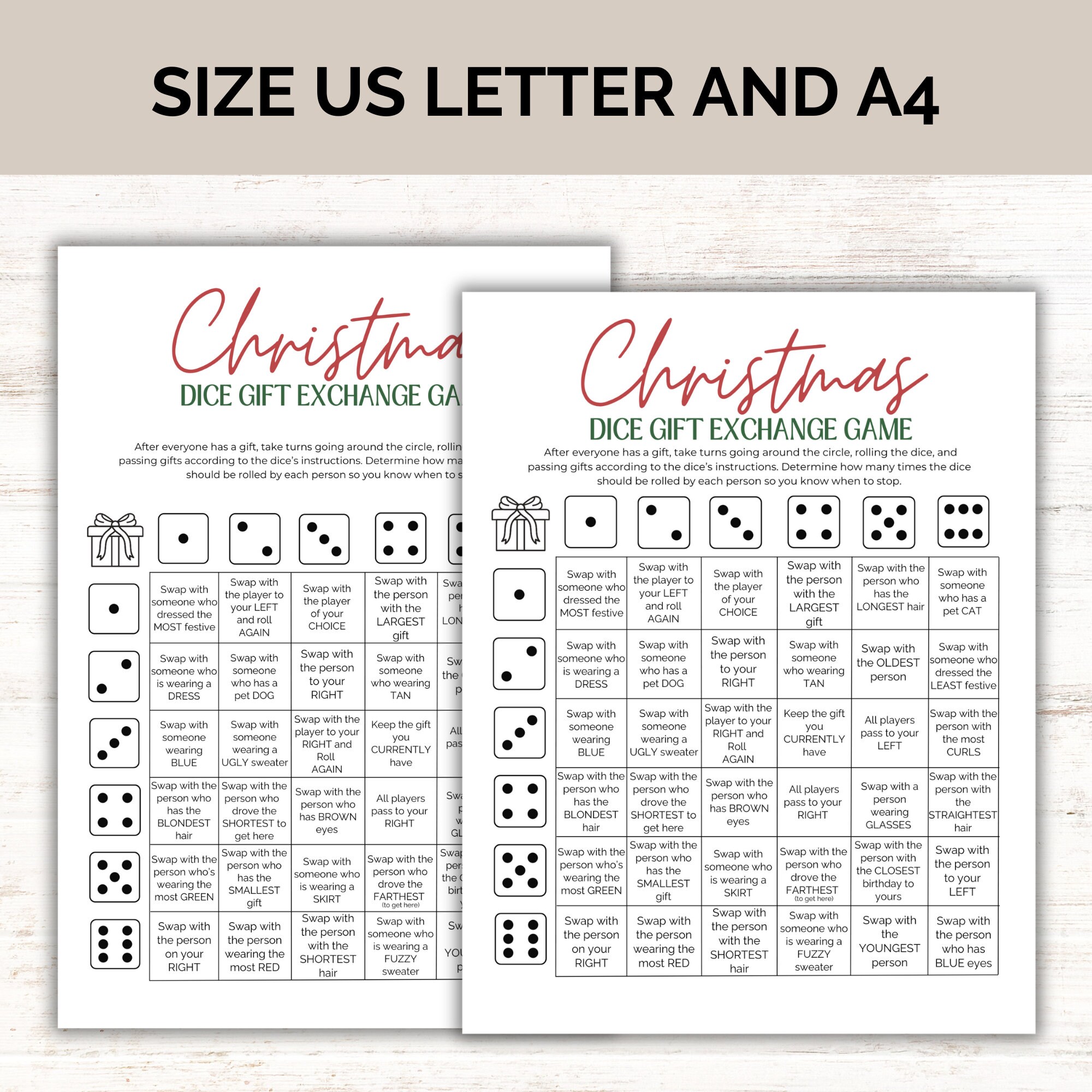 Roll the Dice Gift Exchange Game, Christmas Gift Exchange Dice Game ...