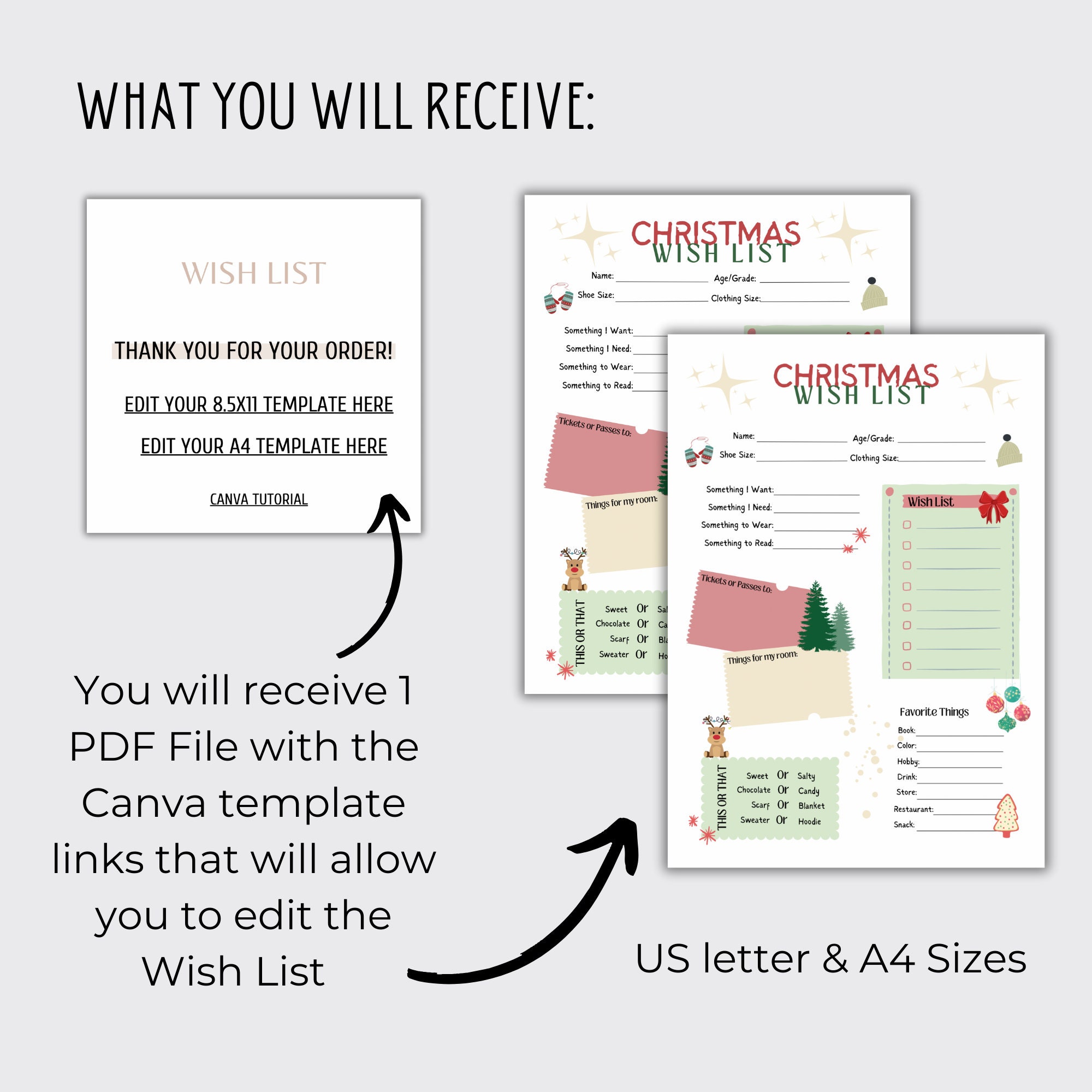Editable Christmas Wish List, Printable Gift Exchange Questionnaire ...