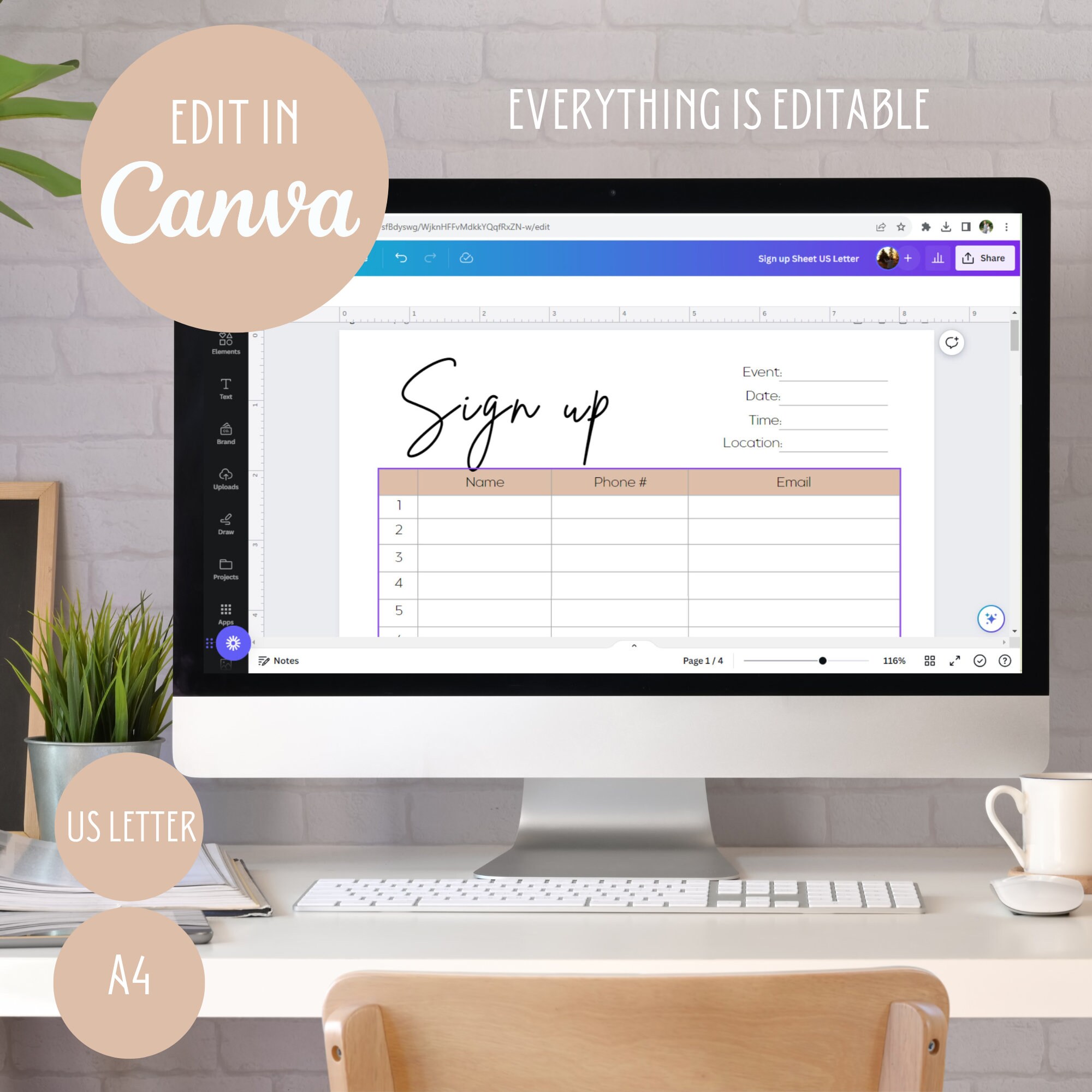 Editable Sign up Sheet, Party Sign up Form Printable, Event Sign in ...