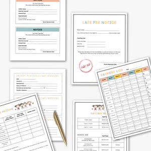 Daycare Payment Tracker Bundle, Daycare Forms, in Home Daycare Payment ...