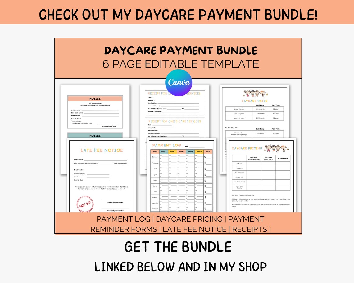 Daycare Payment Log, Daycare Forms, in Home Daycare Payment Record ...
