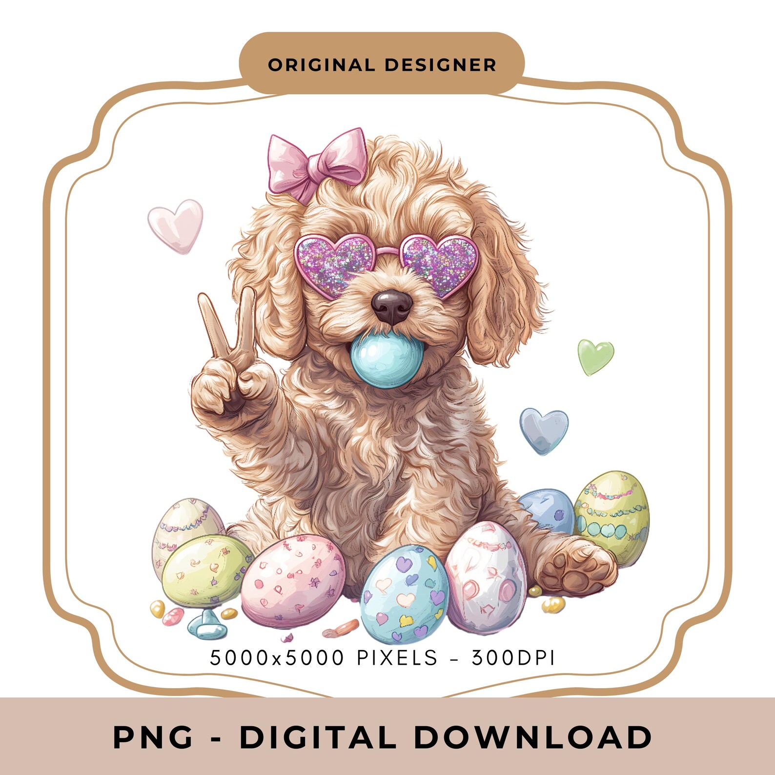 Easter Goldendoodle Watercolor Png, Goldendoodle PNG, Cute Dog Blowing ...