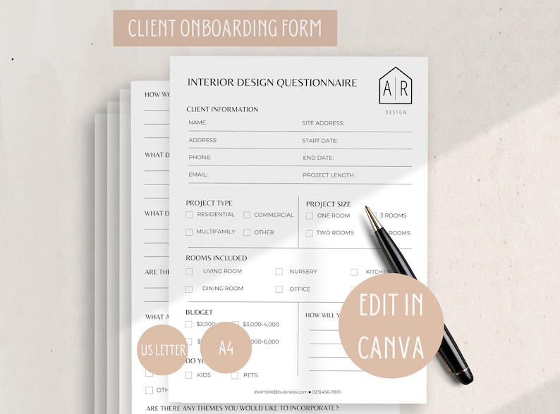 Minimalist Interior Designer Questionnaire, Client Onboarding ...