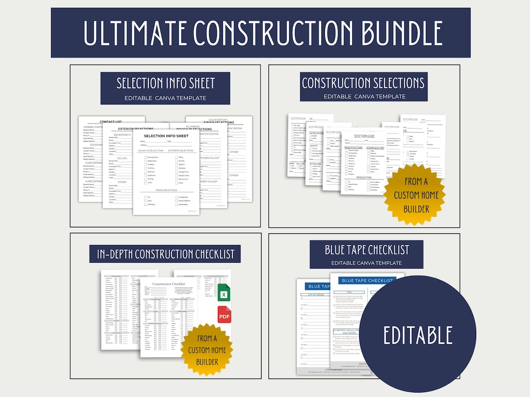 Ultimate Construction Checklist EDITABLE Bundle, Construction ...