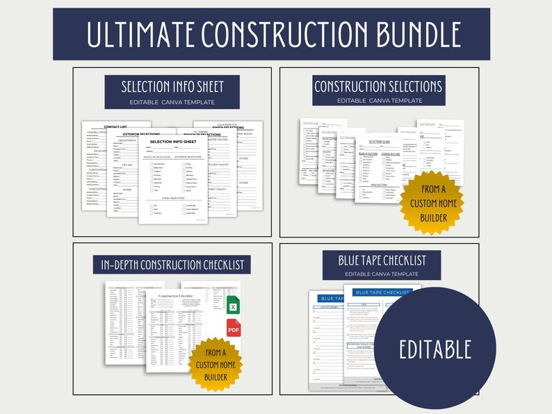 Ultimate Construction Checklist EDITABLE Bundle, Construction ...