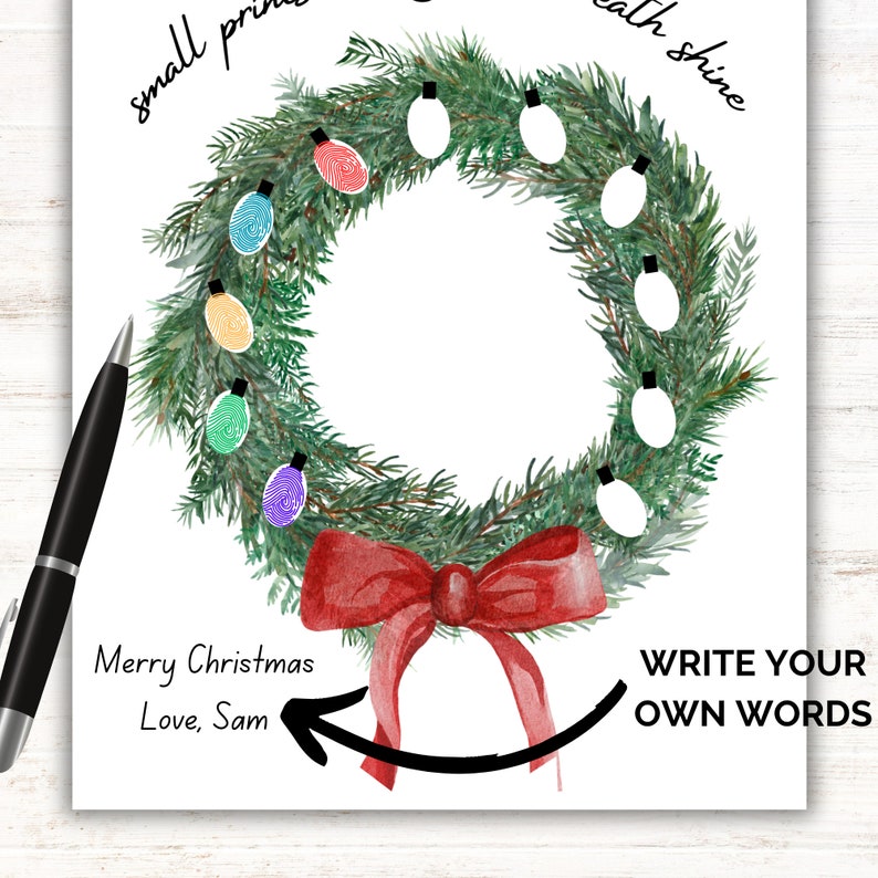 Christmas Fingerprint Art, Fingerprint Wreath Art, Handprint Craft - Etsy