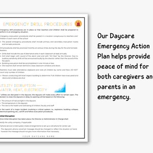 Daycare Emergency Action Plan, Daycare Forms, in Home Daycare Emergency ...