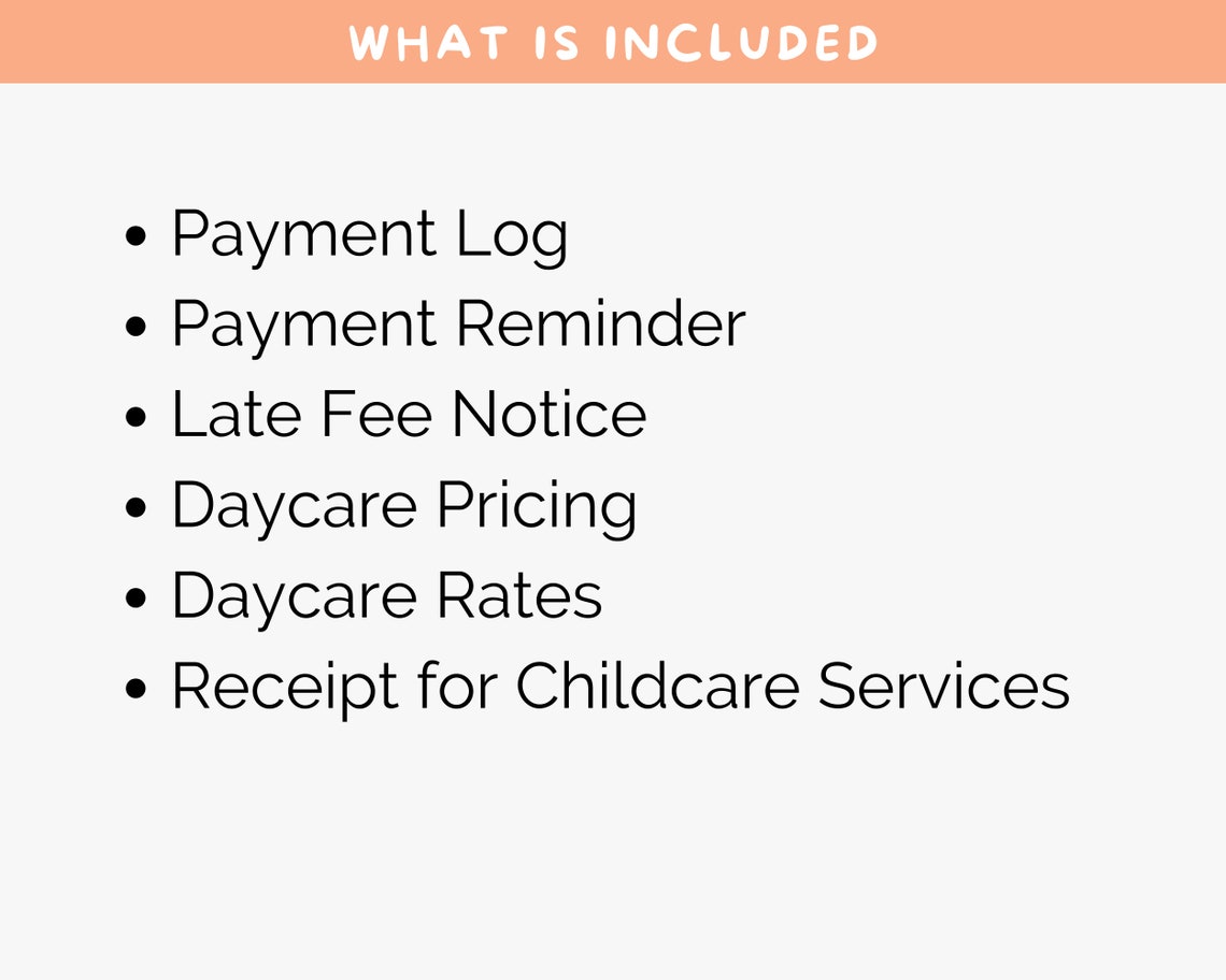 Daycare Payment Tracker Bundle, Daycare Forms, in Home Daycare Payment ...