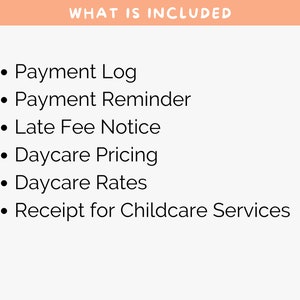 Daycare Payment Tracker Bundle, Daycare Forms, in Home Daycare Payment ...