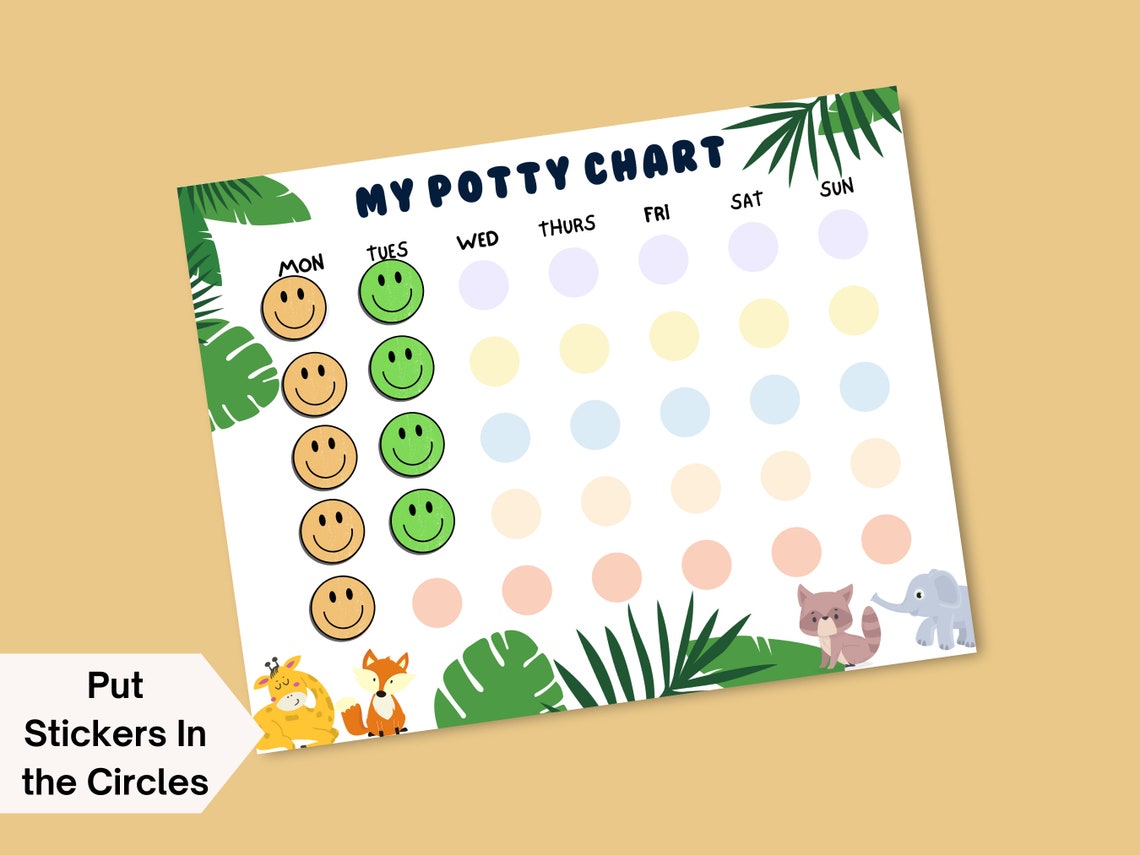 Potty Training Reward Chart, Toddler Jungle Animal Sticker Chart, Potty ...