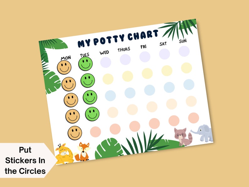 Potty Training Reward Chart Toddler Jungle Animal Sticker - Etsy