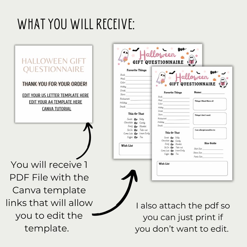 Editable Halloween Gift Exchange Questionnaire, Printable Youve Been ...