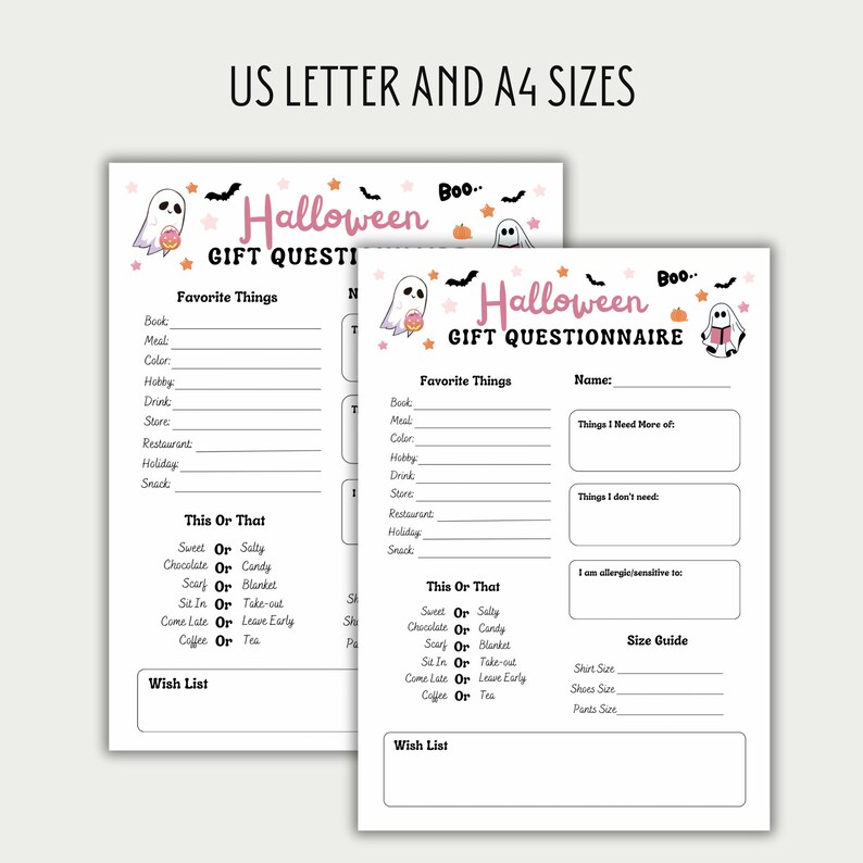Editable Halloween Gift Exchange Questionnaire, Printable You’ve Been ...