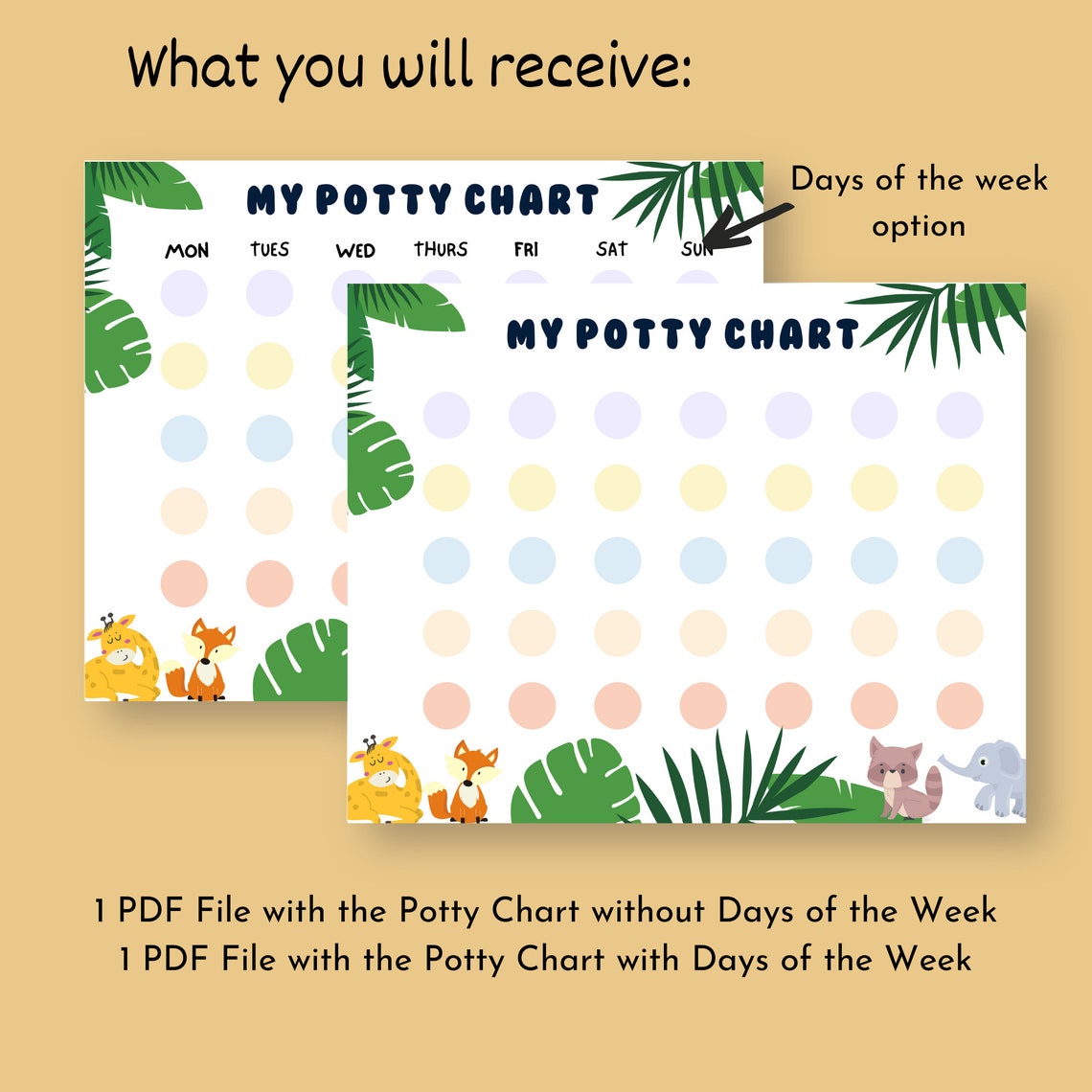 Potty Training Reward Chart, Toddler Jungle Animal Sticker Chart, Potty ...
