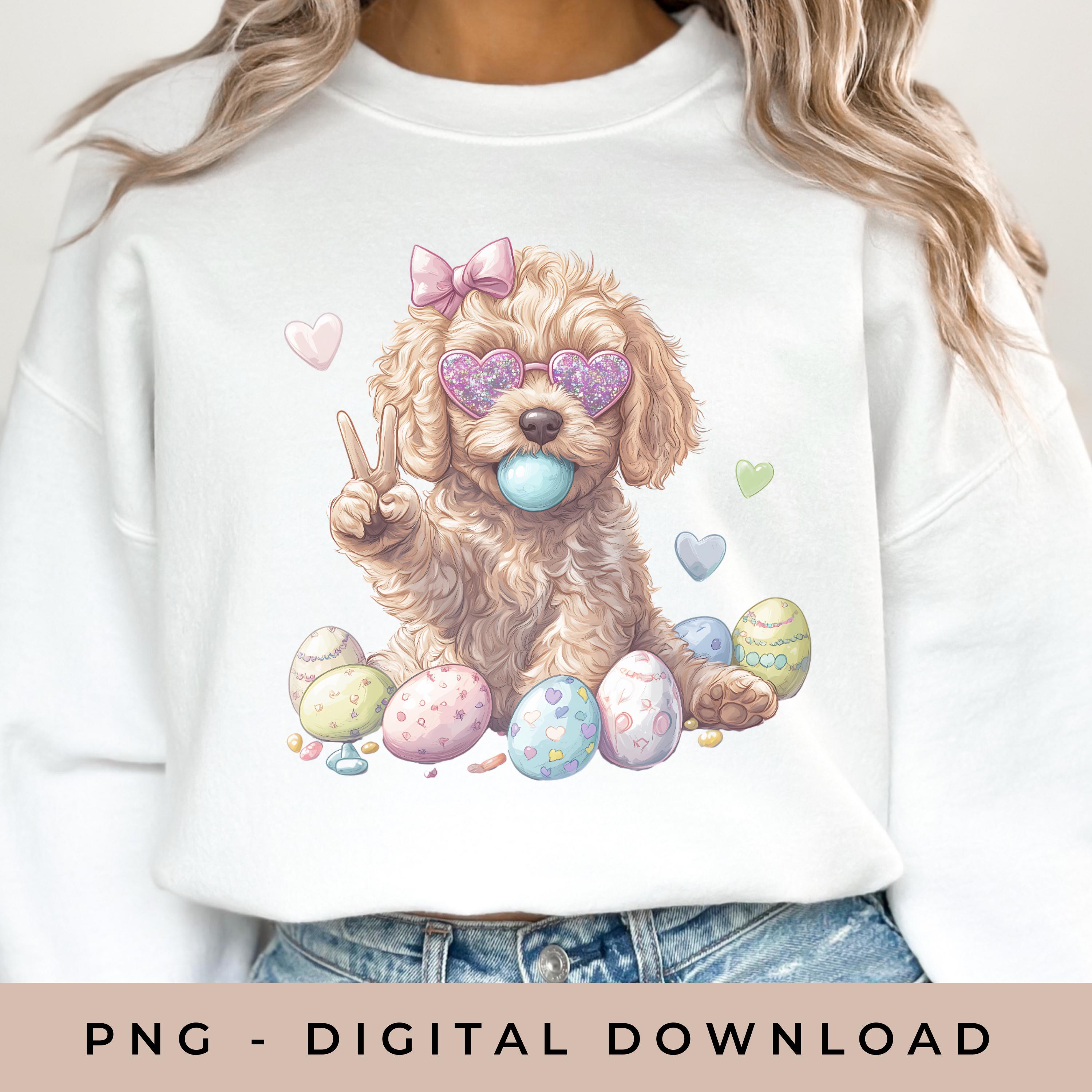 Easter Goldendoodle Watercolor Png, Goldendoodle PNG, Cute Dog Blowing ...