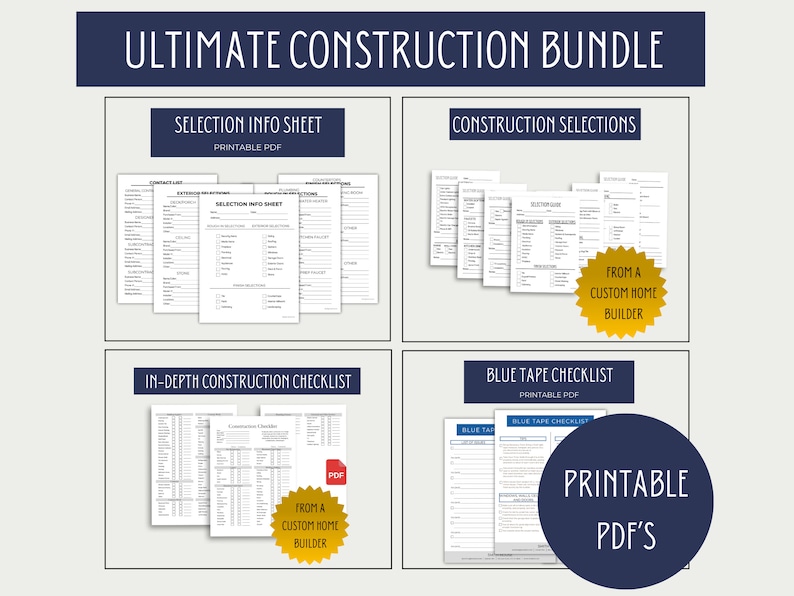 Ultimate Construction Checklist Bundle PDF, Construction Selections ...