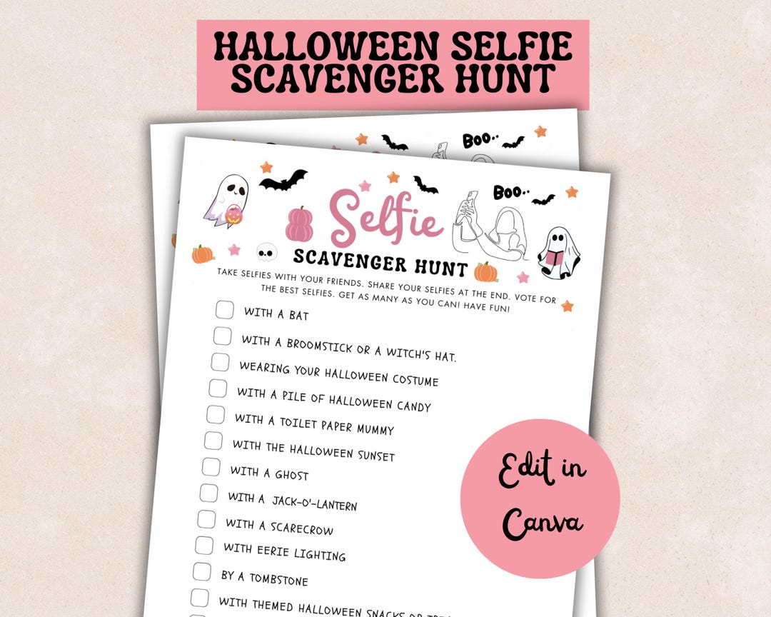 Printable Photo Scavenger Hunt, Selfie Treasure Hunt, Halloween ...
