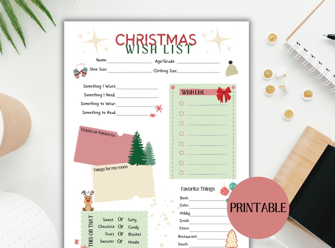 Christmas Wish List Printable, Gift Exchange Questionnaire, All About ...