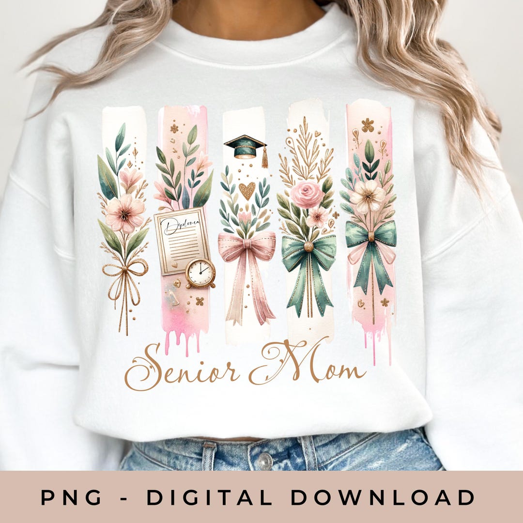Coquette Brushstroke Senior Mom PNG, Mom of Senior Shirt Design, 2025 ...