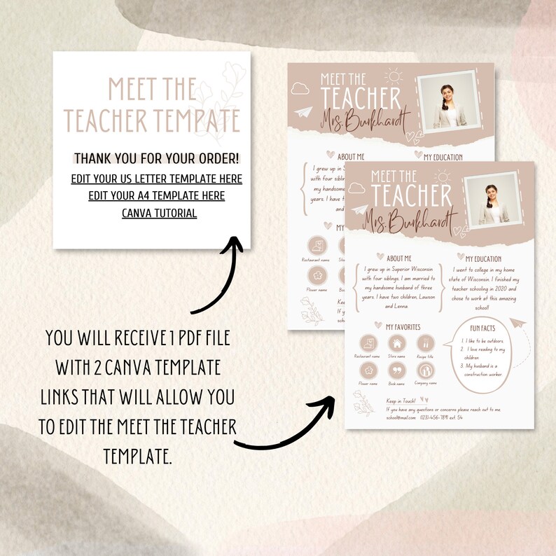 Meet the Teacher Editable Canva Template, First Day of School Teacher ...
