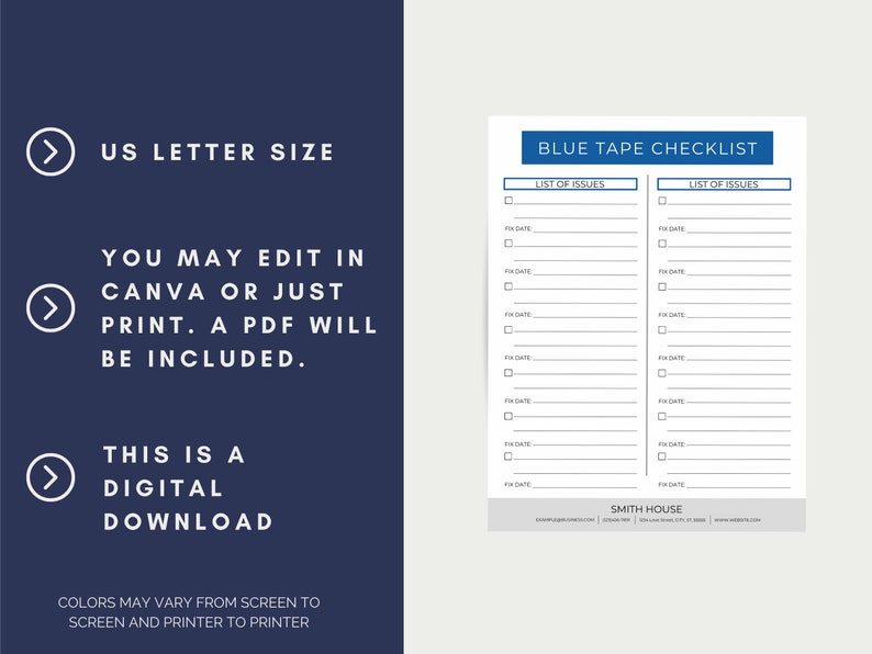 New Home Walk-through Checklist, Blue Tape Home Construction Checklist ...