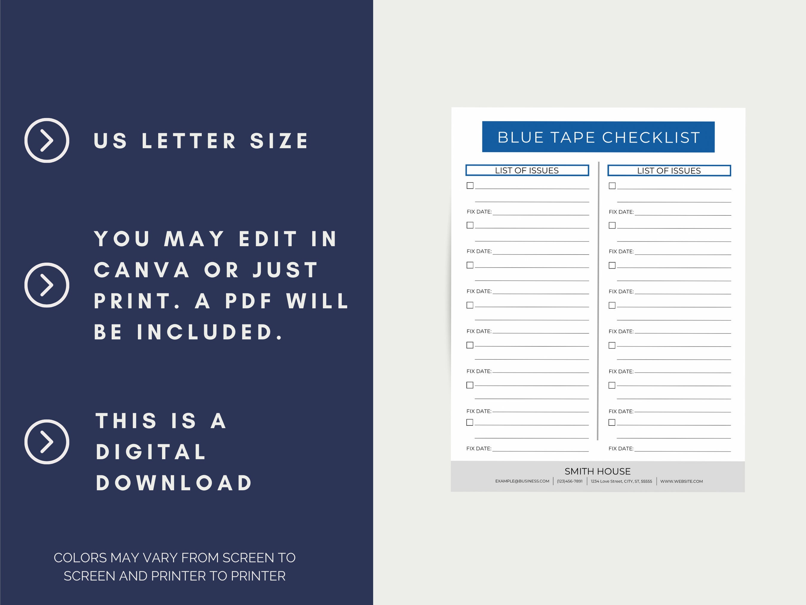 New Home Walk-through Checklist, Blue Tape Home Construction Checklist ...
