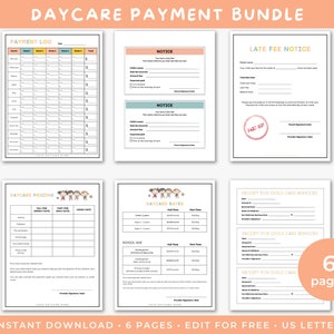 Daycare Payment Tracker Bundle, Daycare Forms, in Home Daycare Payment ...