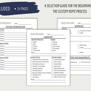 Detailed Home Construction Selections Printable, Home Project Planner ...