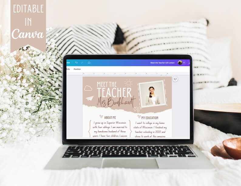 Meet the Teacher Editable Canva Template, First Day of School Teacher ...