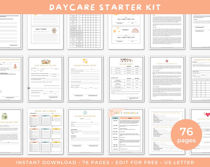 Editable Daycare Forms BUNDLE, in Home Daycare Starter Kit, Childcare ...