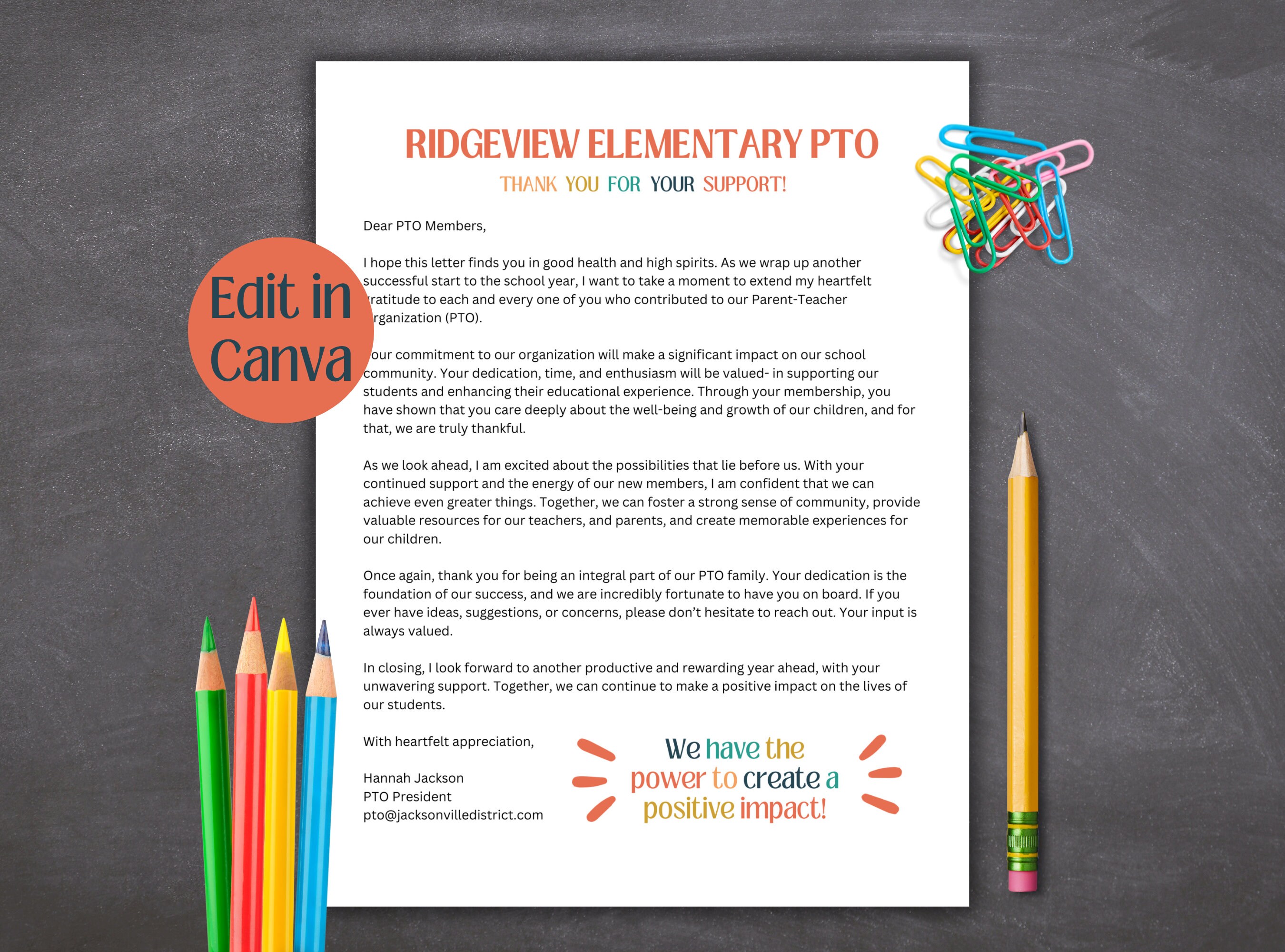 Editable PTO Thank You Letter, PTA Welcome Letter - Etsy