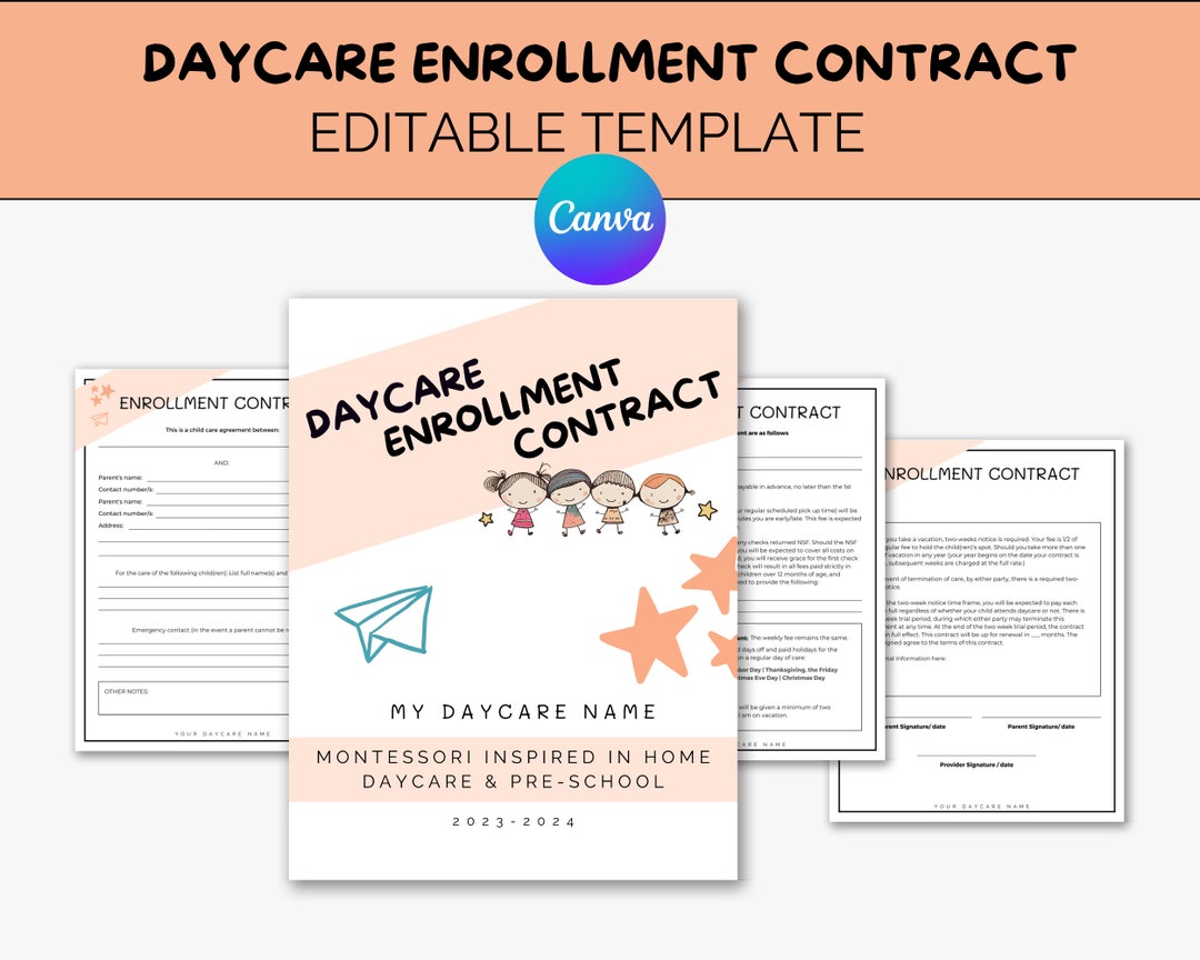 Editable Daycare Contract, Daycare Forms, in Home Daycare, Childcare ...