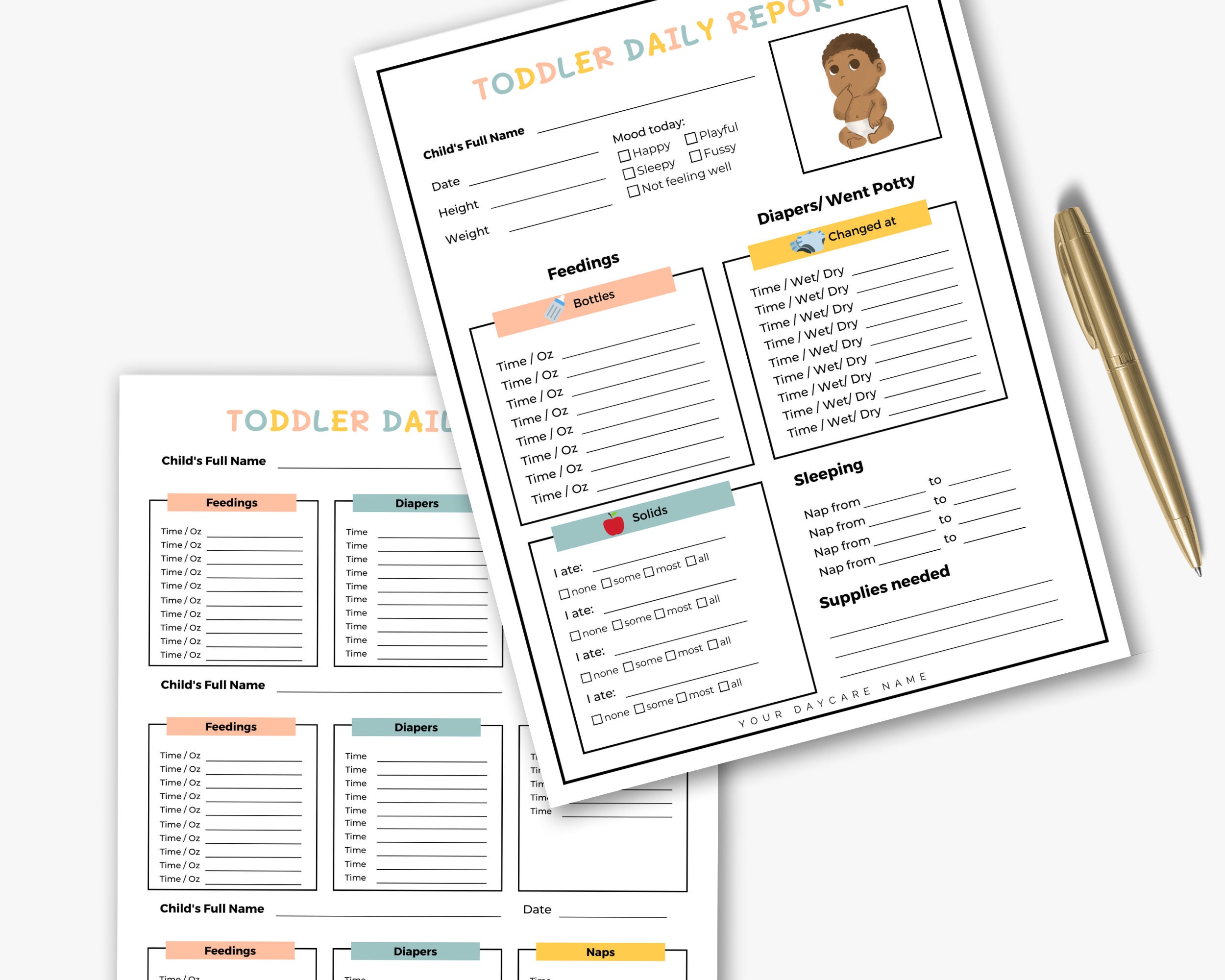 Toddler and Infant Daily Report, Daycare Daily Report, Printable Nanny ...