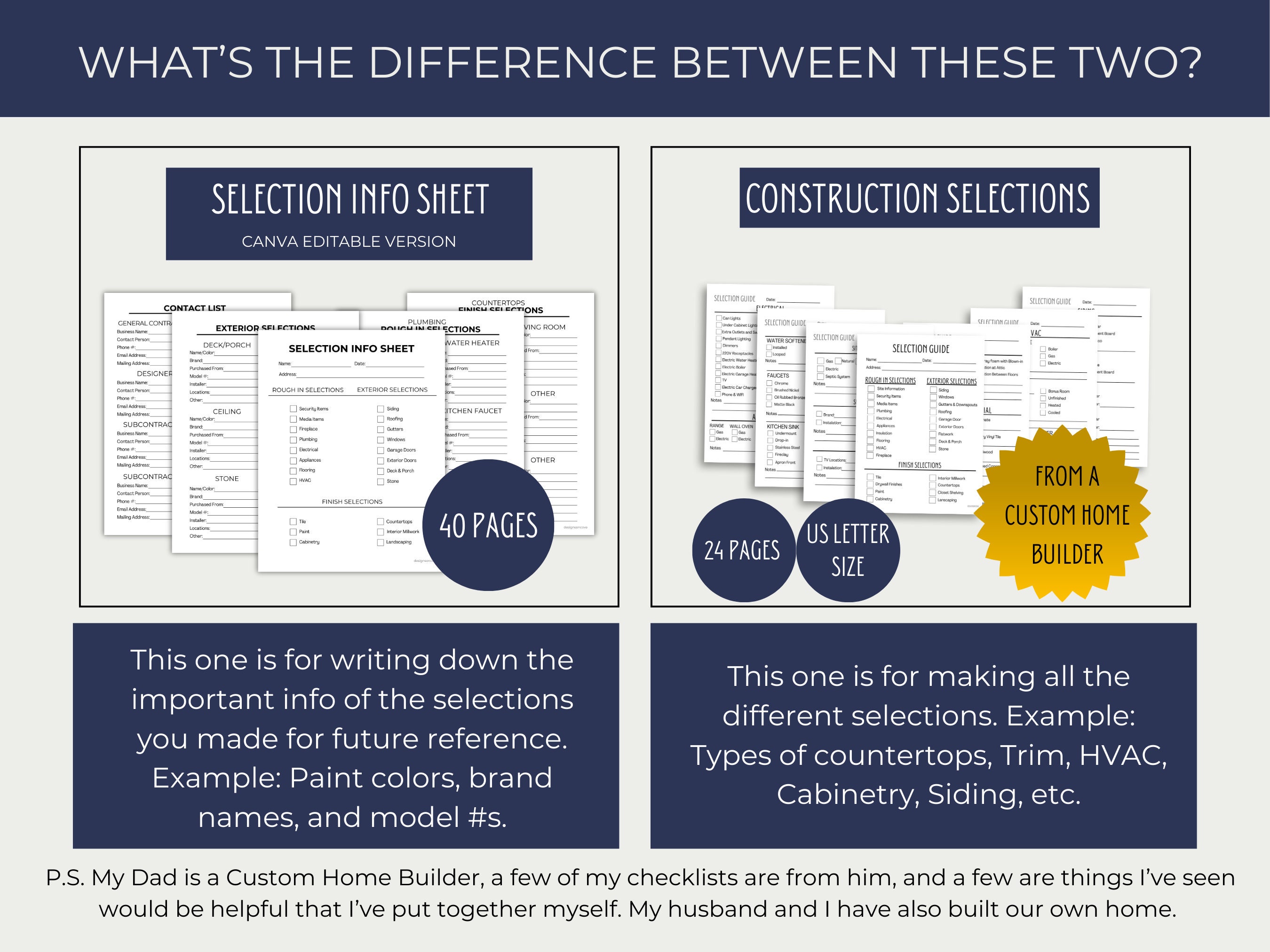 Editable Home Construction Selections Info Sheet, Home Project Planner ...