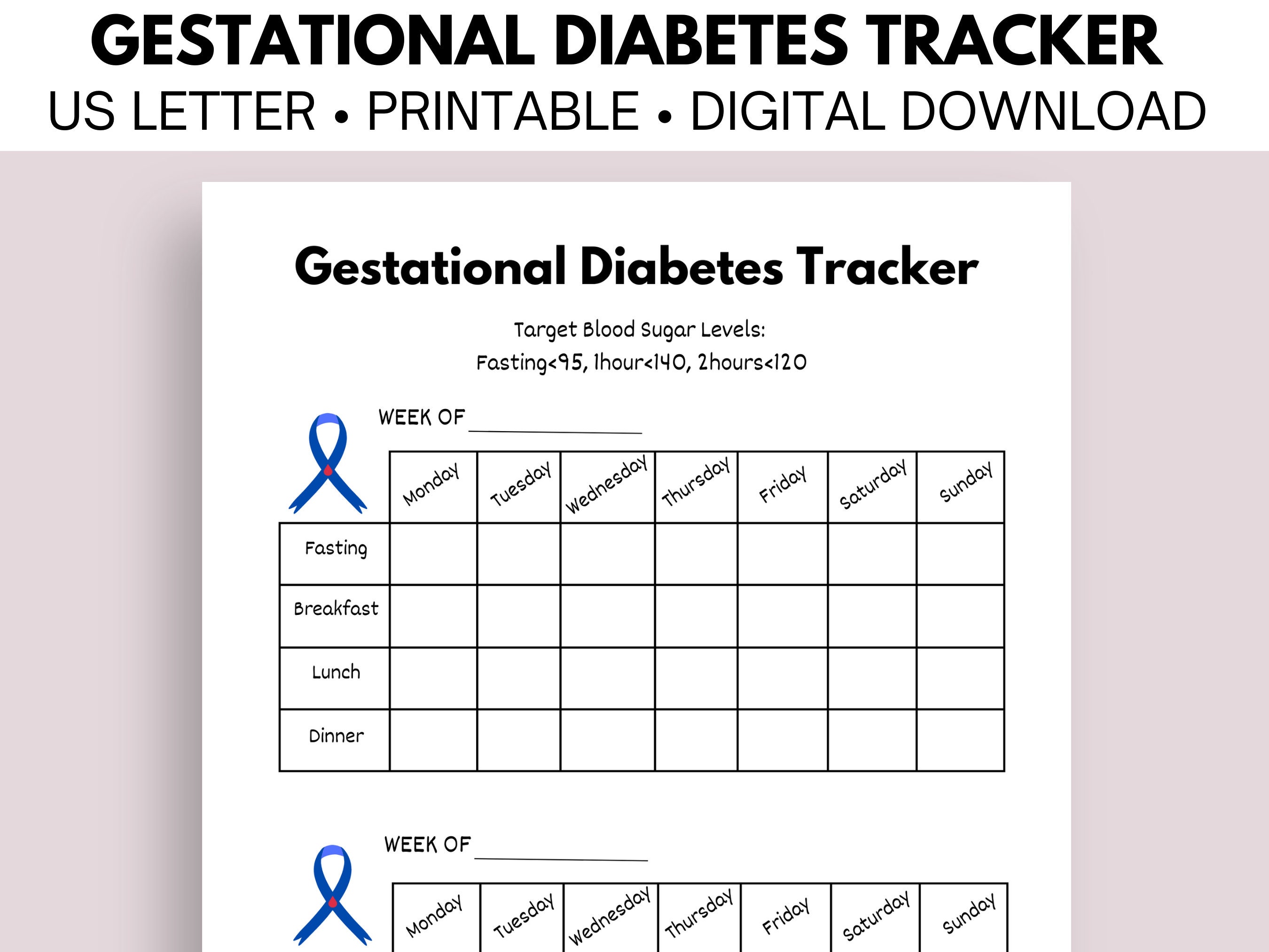 Gestational Diabetes Glucose Tracker, Blood Sugar Log, Pregnancy Health ...