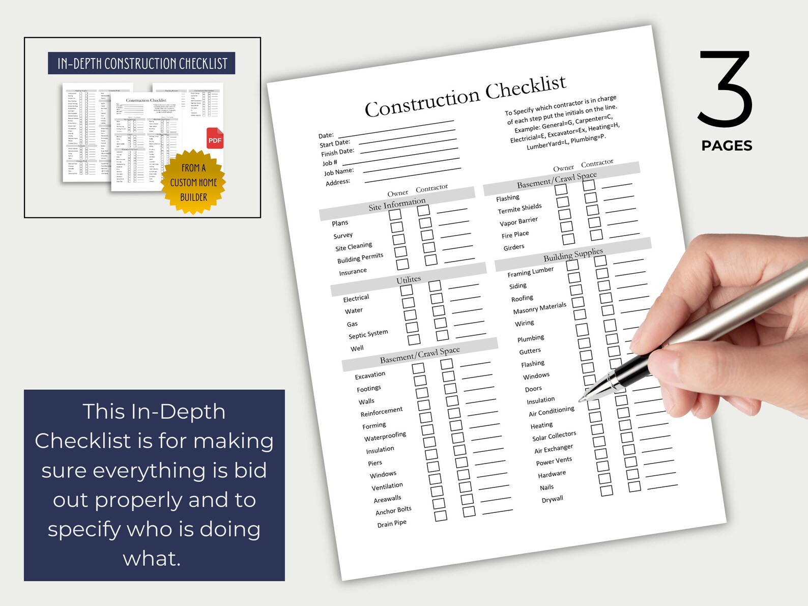 Ultimate Construction Checklist Bundle PDF, Construction Selections ...