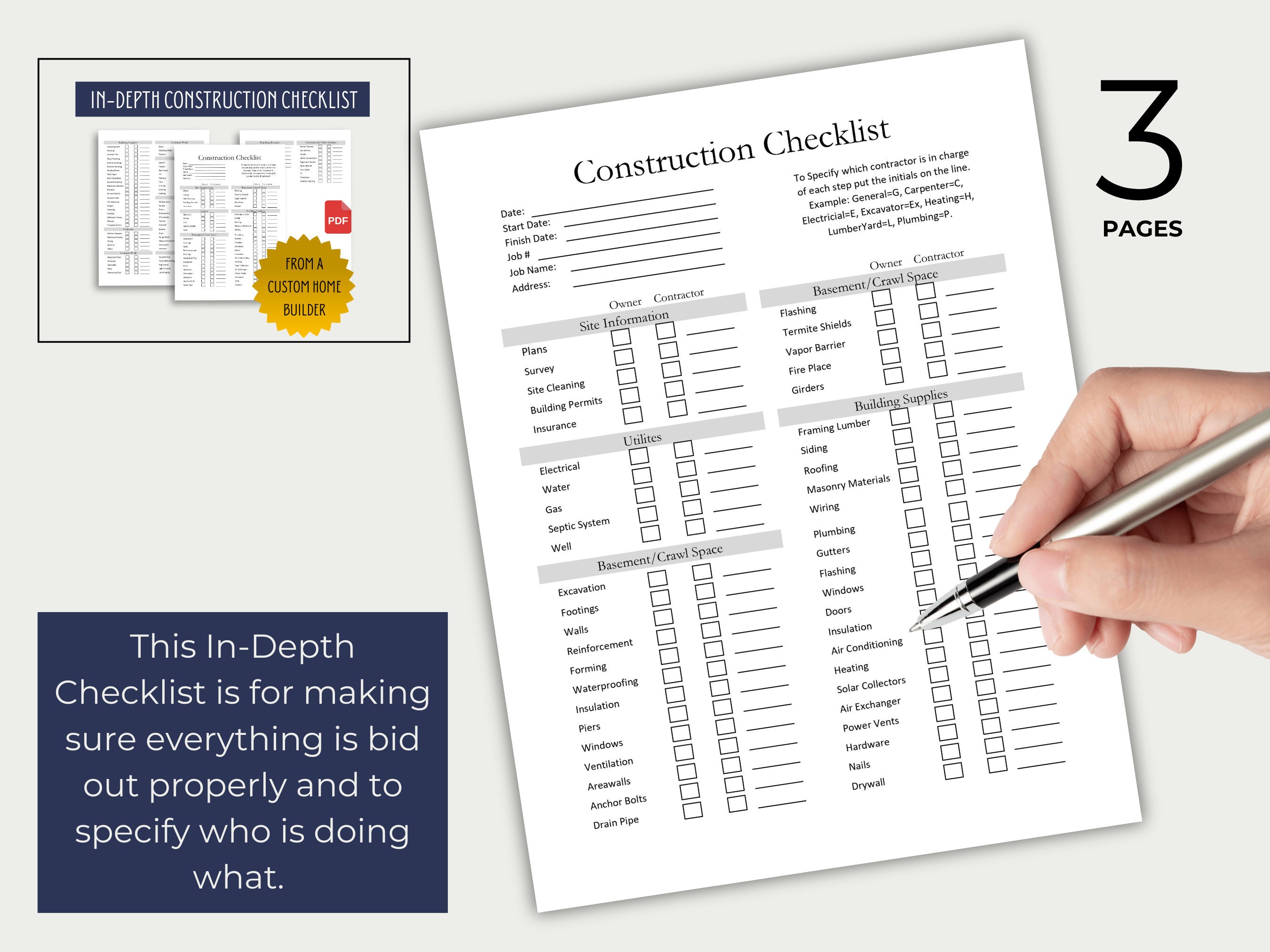 Ultimate Construction Checklist Bundle PDF, Construction Selections ...