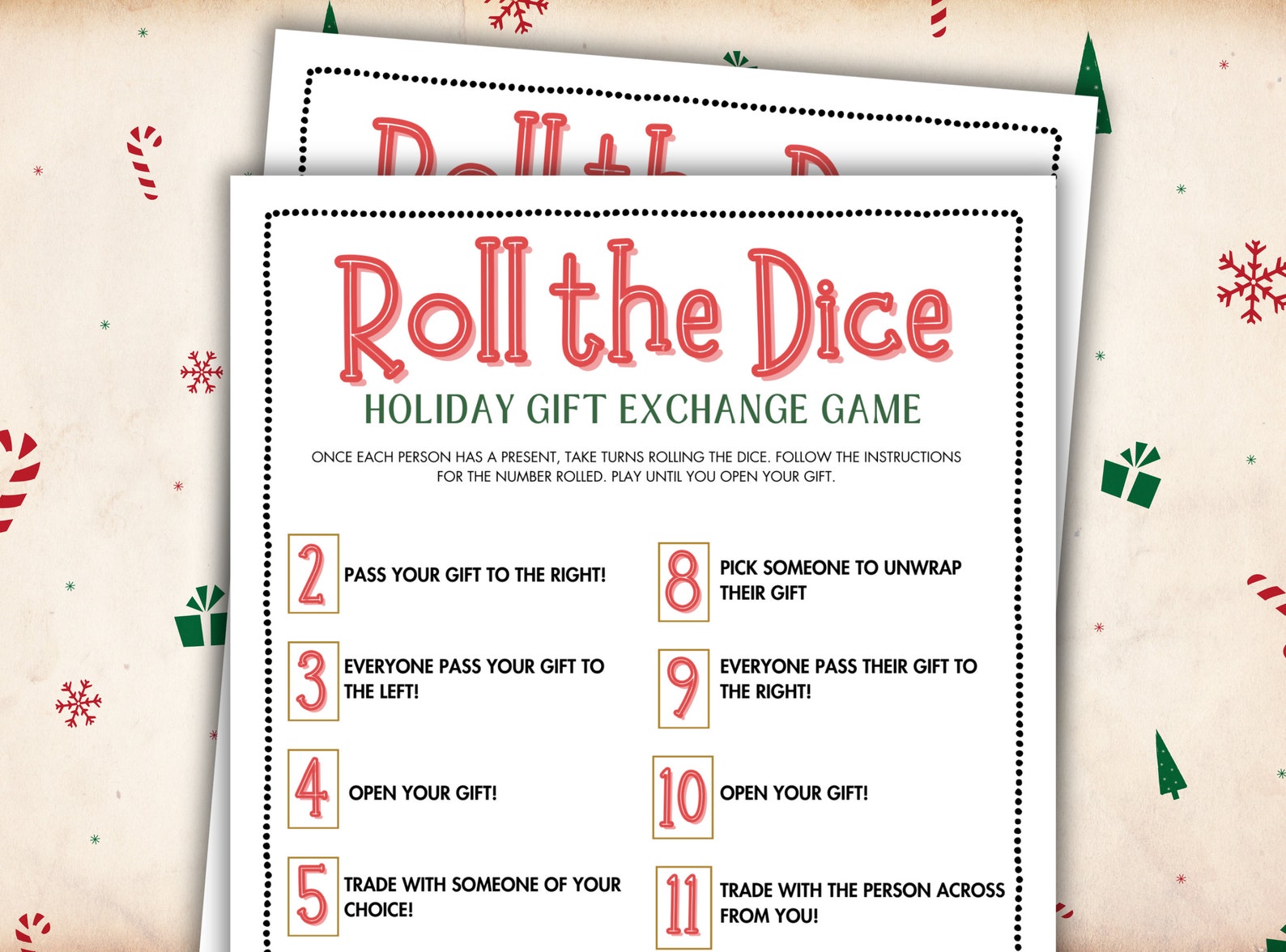 Roll the Dice Gift Exchange Game, Christmas Gift Exchange Dice Game ...