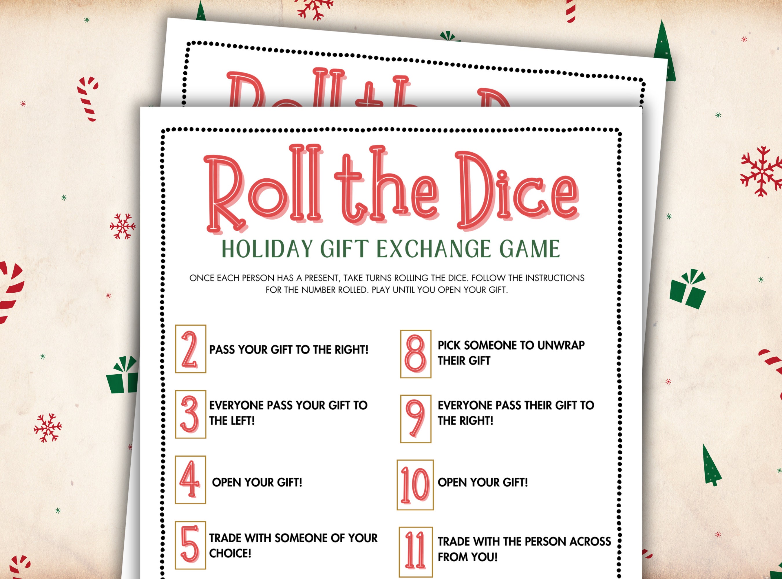 Roll the Dice Gift Exchange Game, Christmas Gift Exchange Dice Game ...