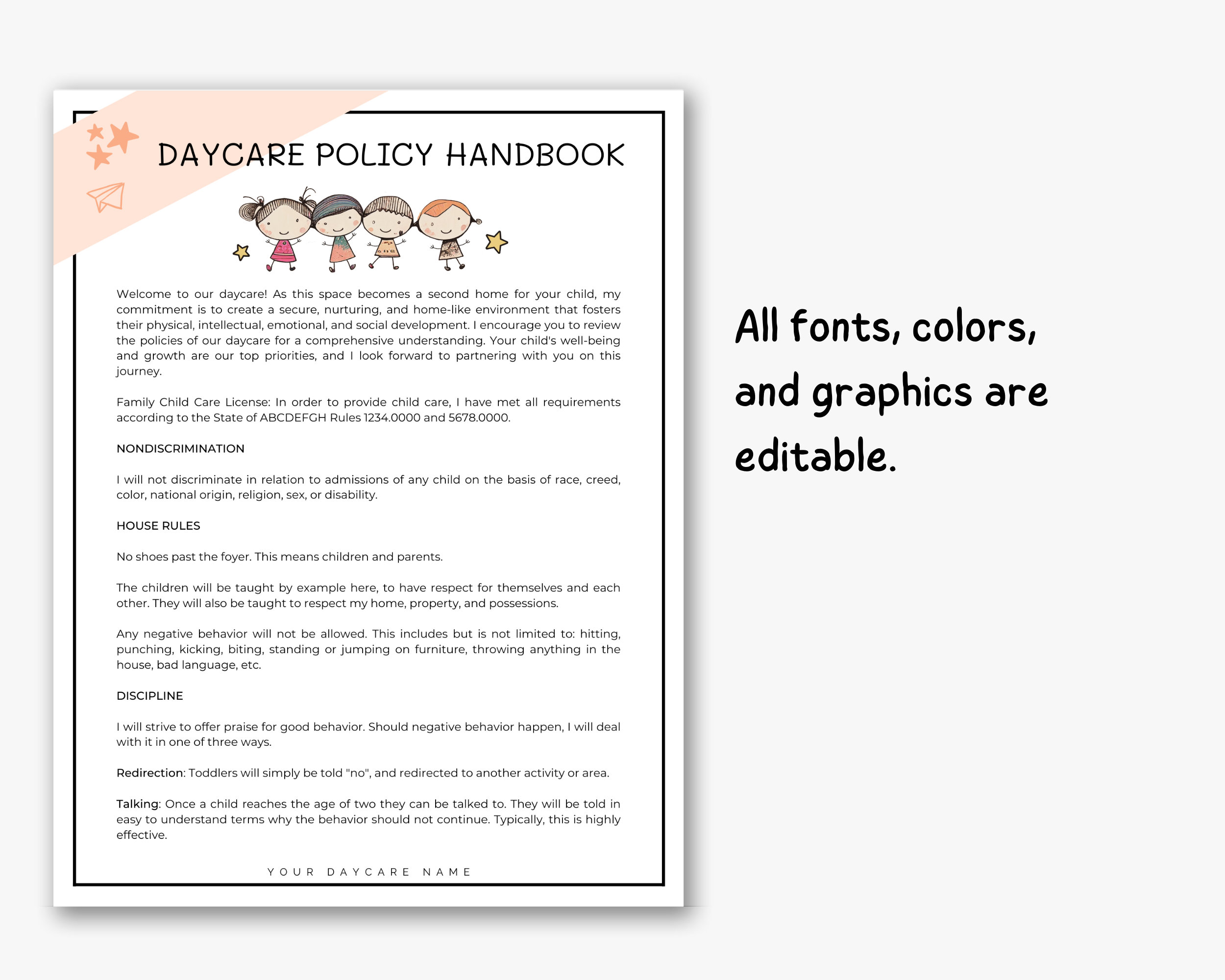 Editable Daycare Policy Handbook, Daycare Contract, Daycare Forms, in ...