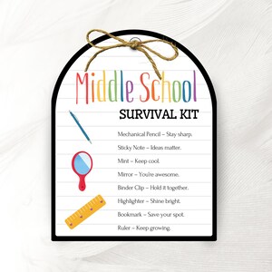 Editable Middle School Survival Kit Gift Tags, Back to School Gift ...