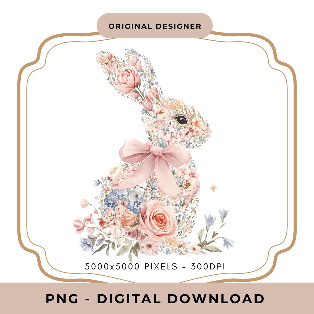 Spring Flower Easter Bunny PNG, Flower Bunny PNG, Easter Flowers PNG ...