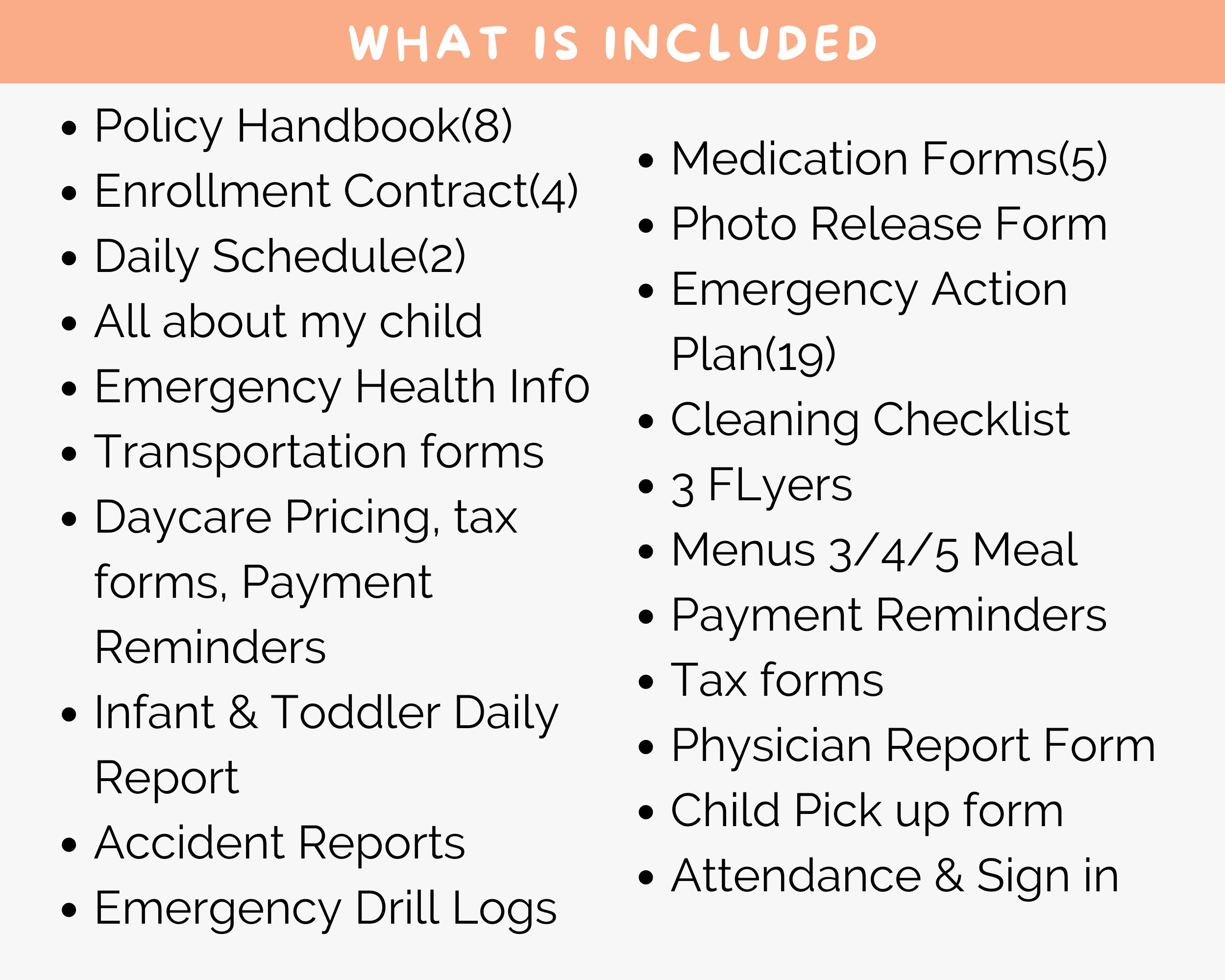 Editable Daycare Forms BUNDLE, in Home Daycare Starter Kit, Childcare Forms, Daycare Menus, Home ...